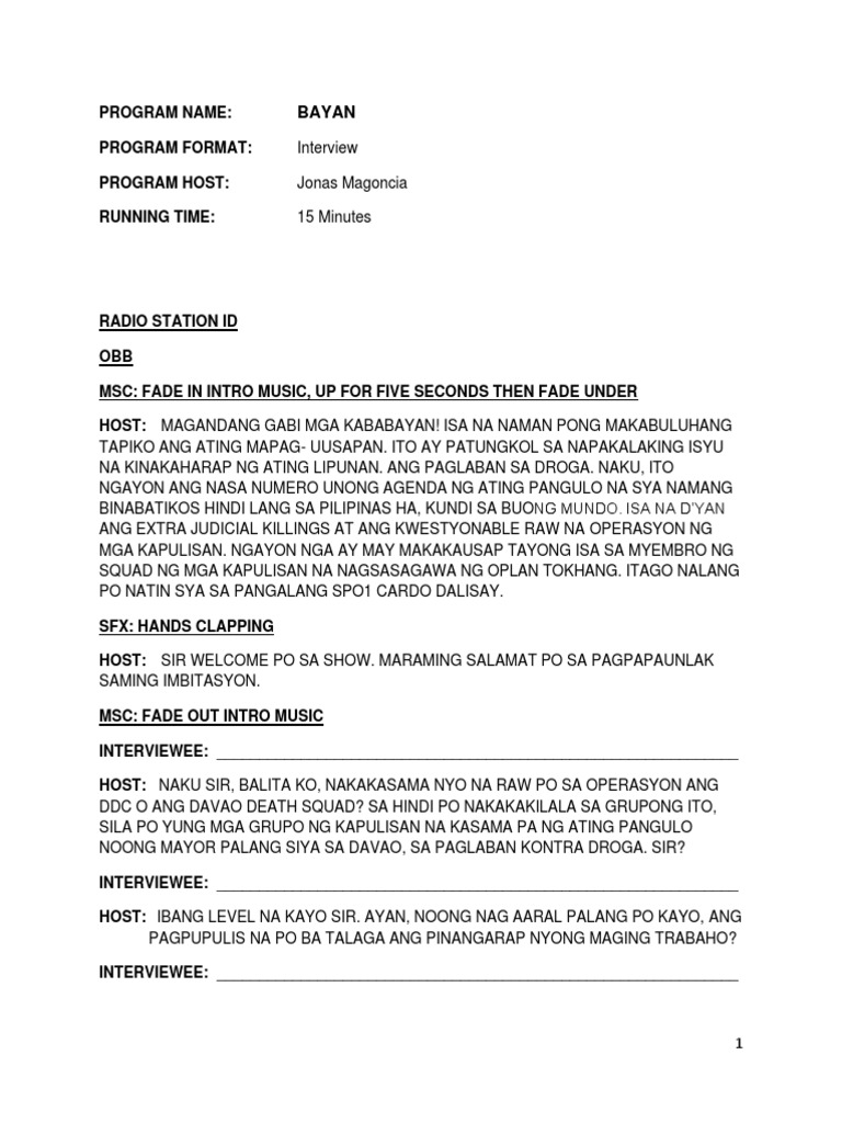 SAMPLE - Radio News Interview Script | PDF