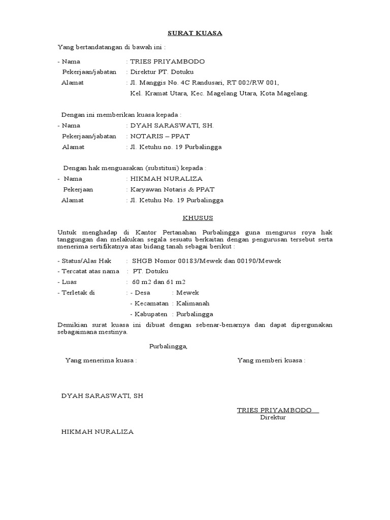 Surat Kuasa Roya | PDF