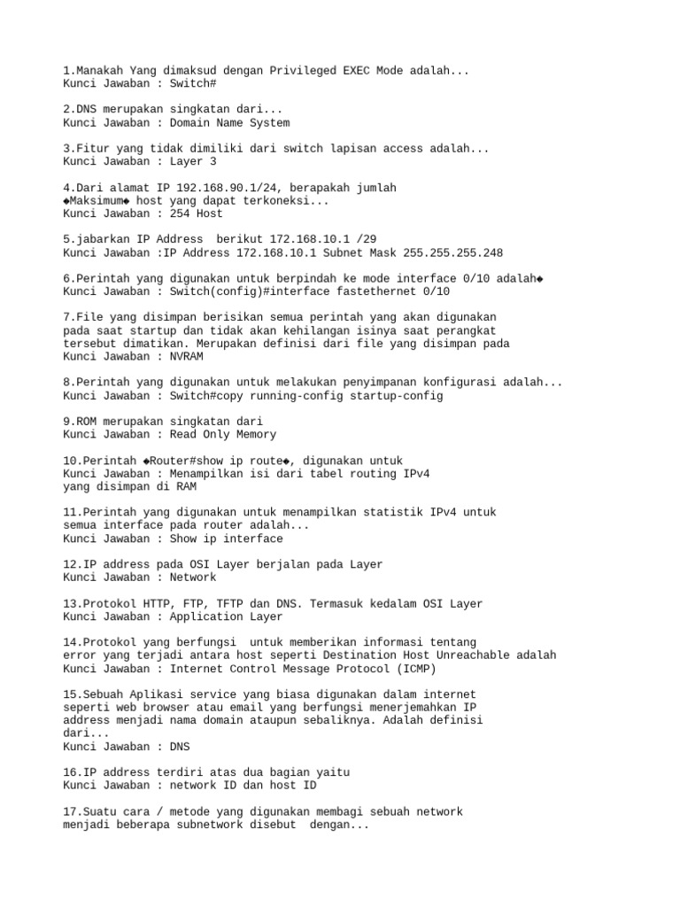 Kunci Jawaban Jarkom dan IP Address | PDF