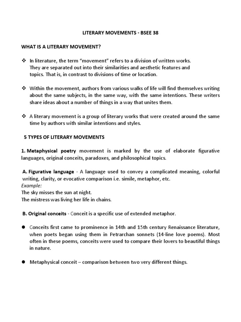 Overview of Literary Movements | PDF | Beat Generation | Symbolism (Arts)