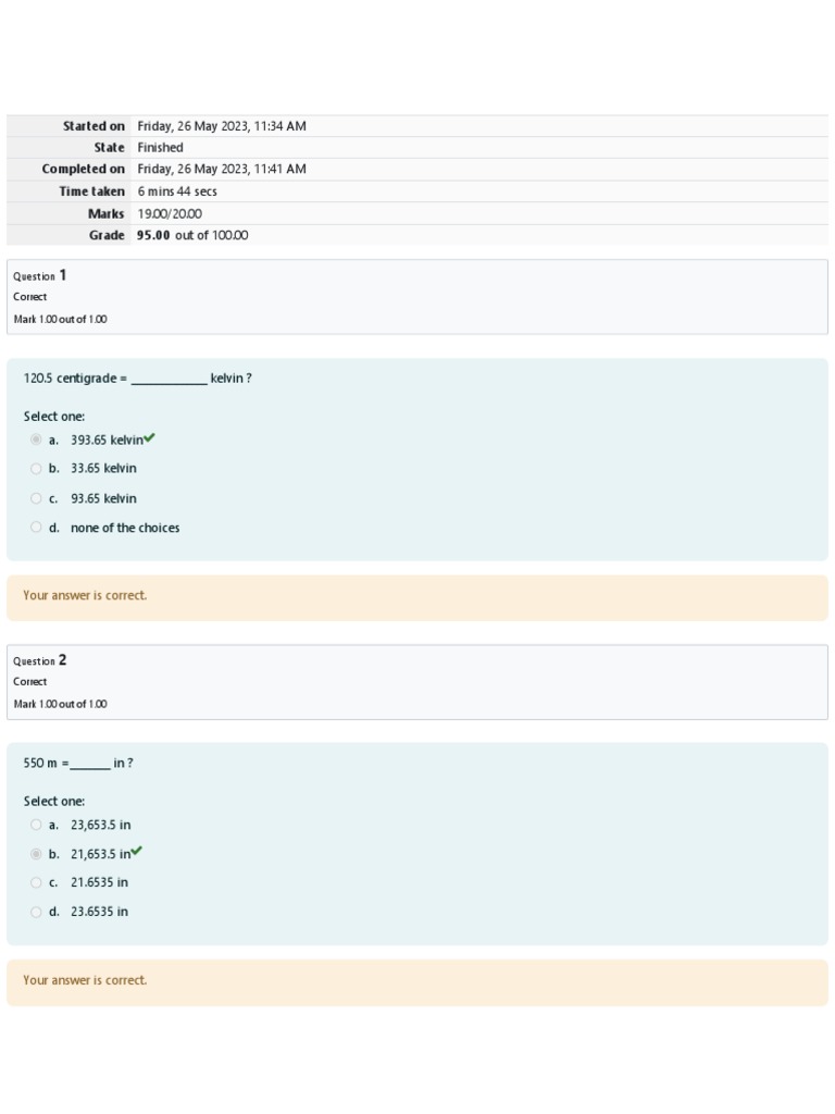 Prelim Lab Quiz 1 - Attempt Review - UGRD-NSCI6100-2233T | PDF | Fahrenheit | Thermodynamics