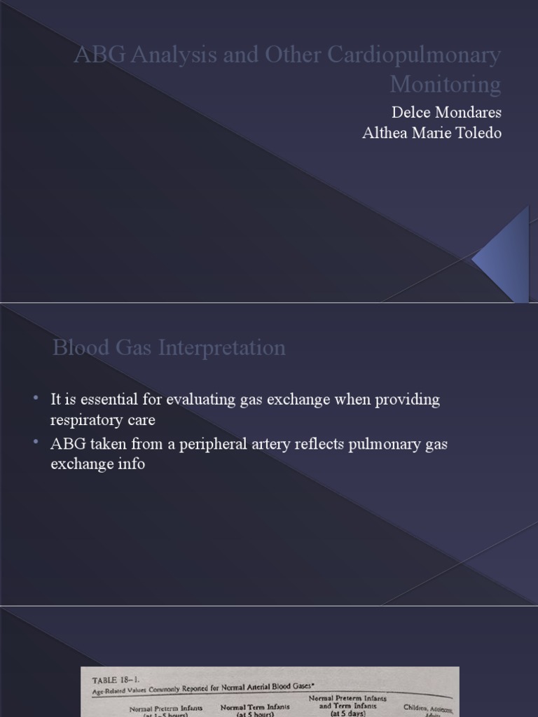 ABG Analysis and Other Cardiopulmonary Monitoring | PDF | Carbon ...
