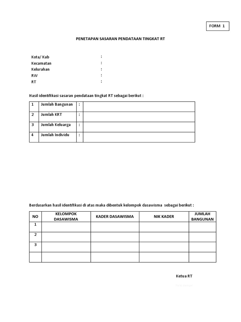 FORM F1 Dan F2 Blank | PDF