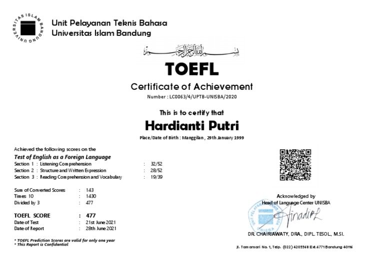 Toefl: Hardianti Putri | PDF