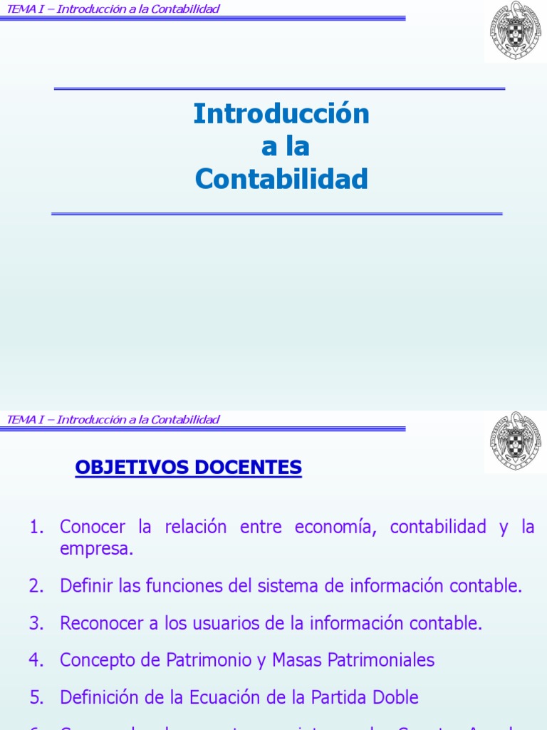 TEMA I - Introducción A La Contabilidad | PDF | Contabilidad | Estado financiero