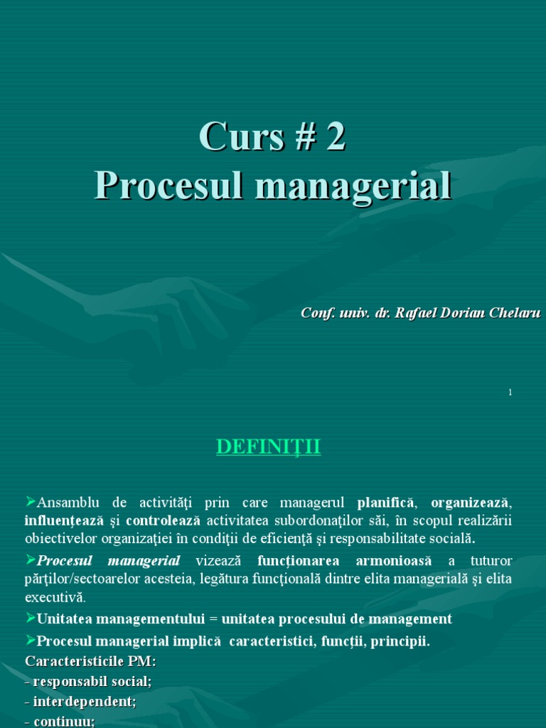 Curs 2 Procesul Managerial | PDF