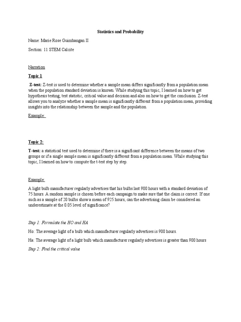 Statistics and Probability | PDF