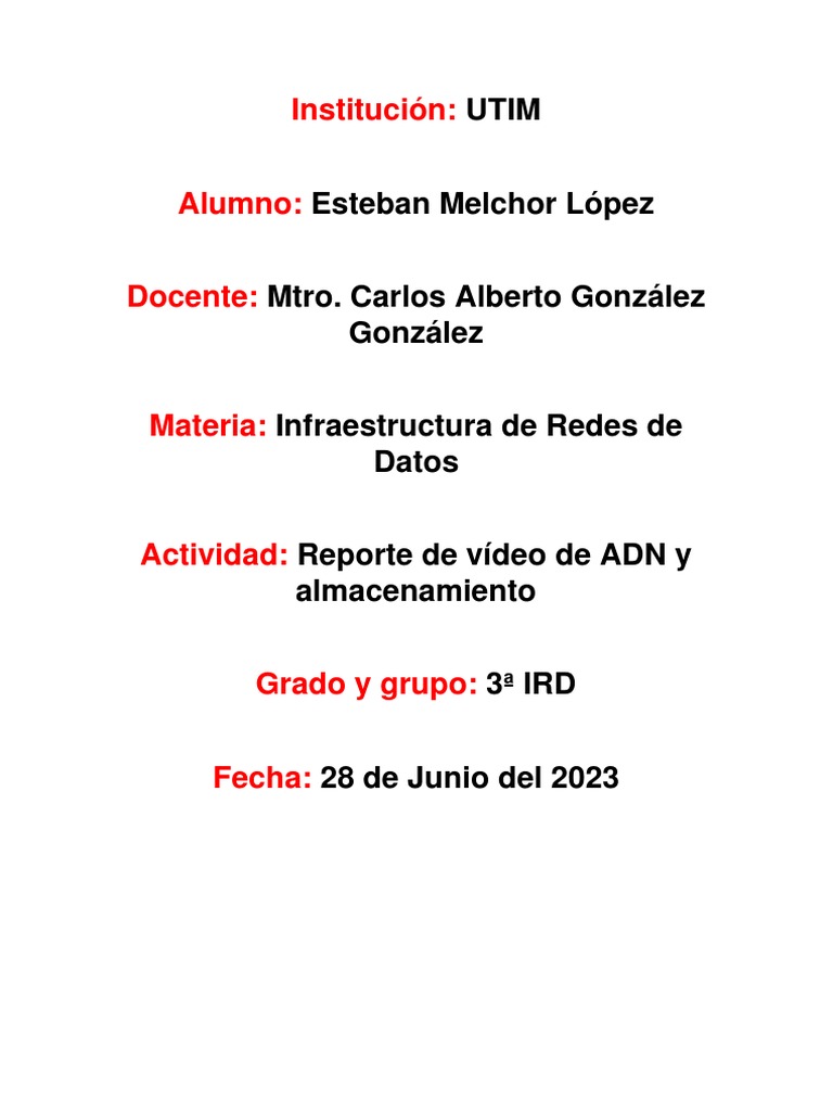 Esteban_Melchor_López_3A_IRD_Reporte_De_Video | PDF