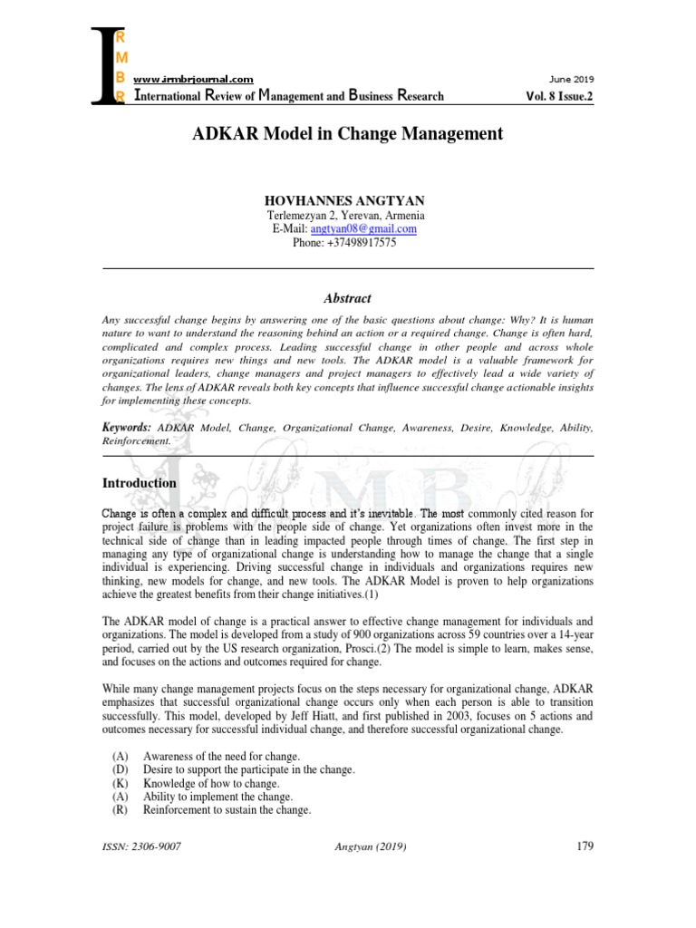ADKAR Model in Change Management | PDF | Change Management | Reinforcement