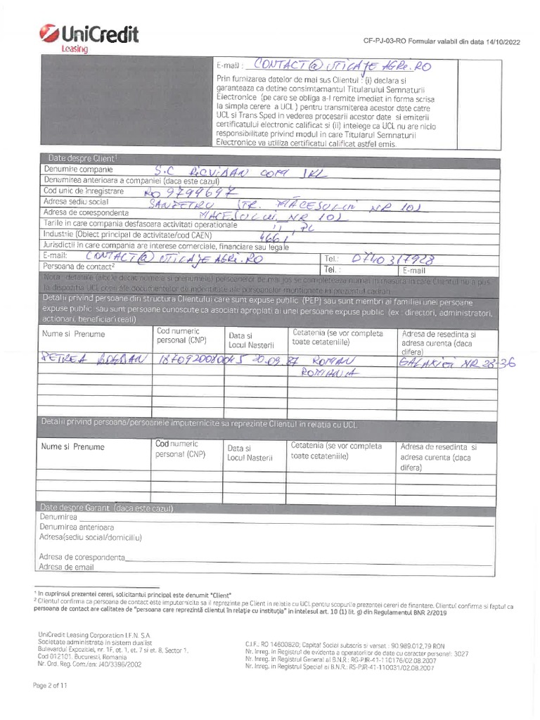 Cerere Finantare | PDF