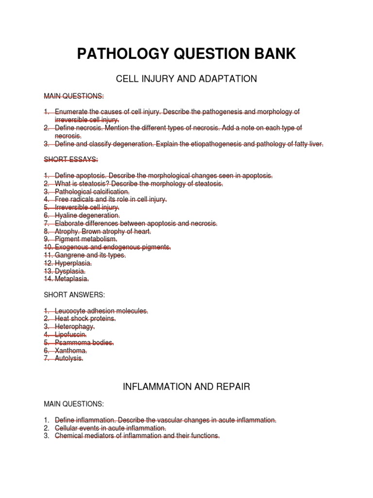 Pathology Question Bank Overview | PDF | Anemia | Kidney Disease