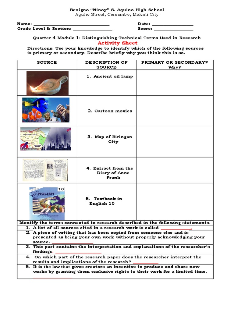 Q4M1 - Activity Sheet For Asynchronous Class | PDF