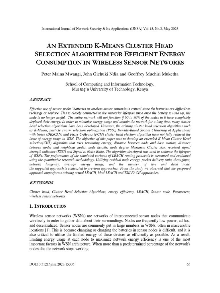 An Extended K Means Cluster Head Selection Algorithm For Efficient Energy Consumption In