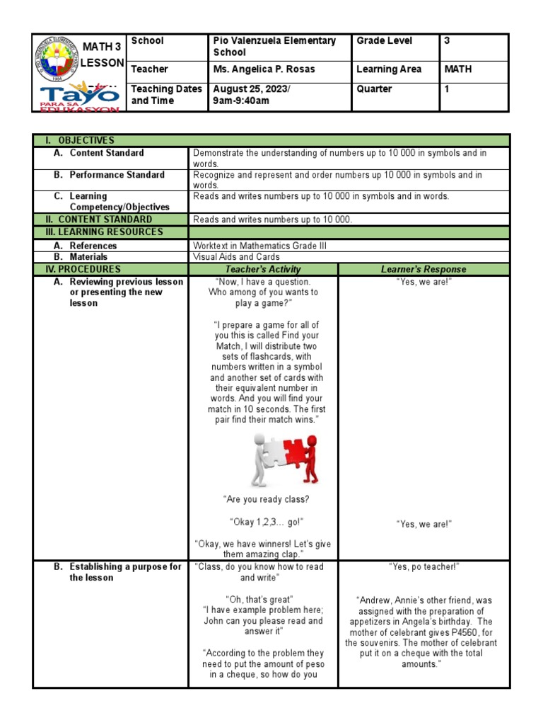 Lesson Plan in Math | PDF | Teaching | Cognitive Science