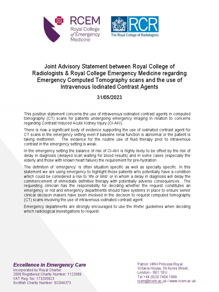 Emergency CT Scans Requiring IV Iodinated Contrast 230602 195353 | PDF ...