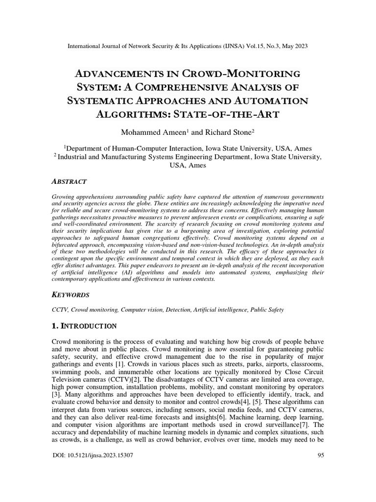 Advancements in Crowd-Monitoring System: A Comprehensive Analysis of ... Advancements in Crowd-Monitoring System: A Comprehensive Analysis of ...