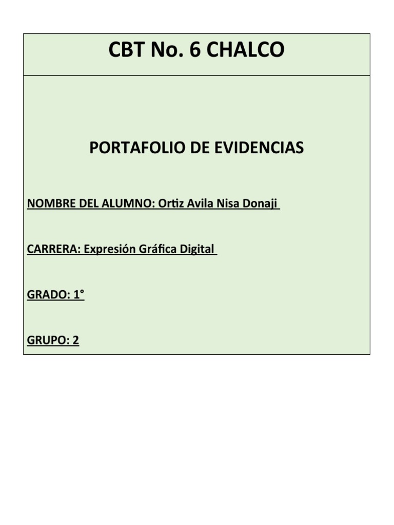 CBT No. 6 Chalco: Portafolio de Evidencias | PDF | Diseño | Papel