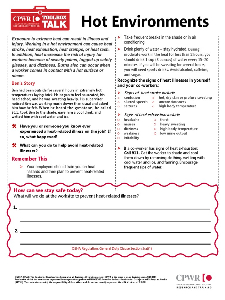 TBT 29 Hot Weather | PDF | Hyperthermia | Occupational Safety And Health