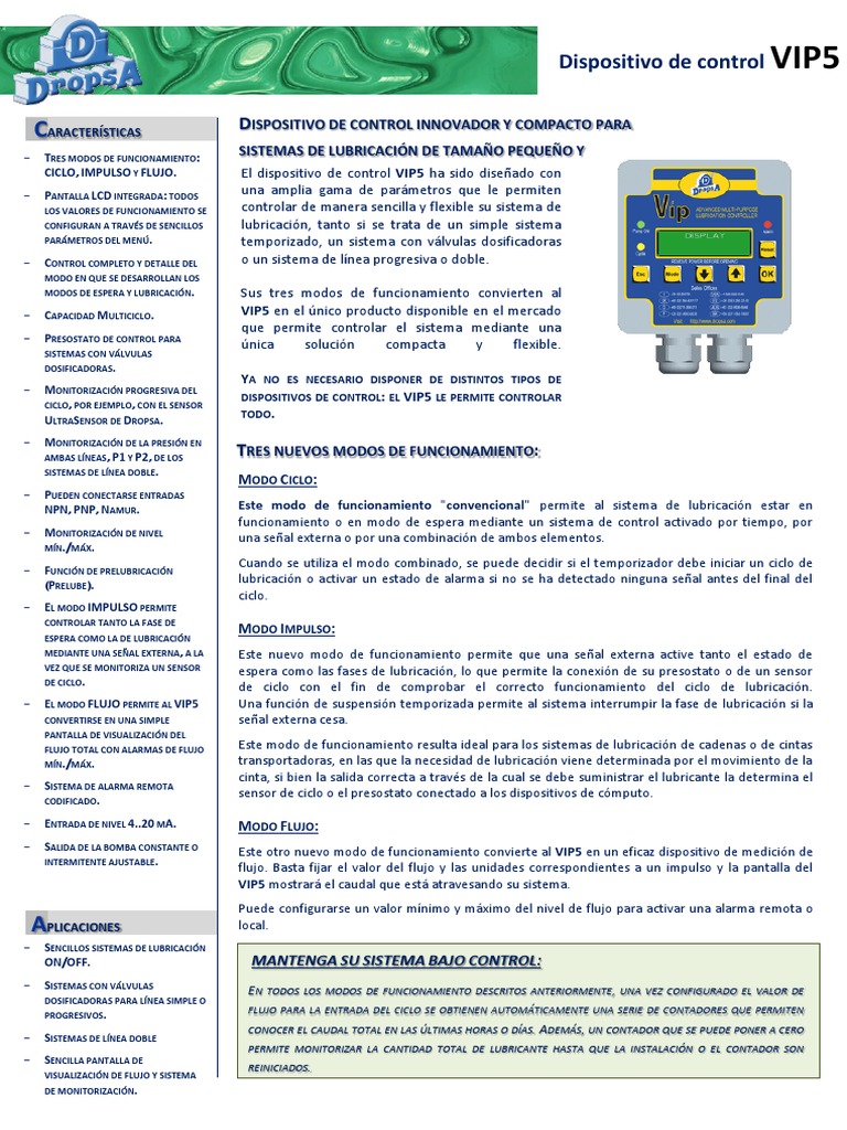 Controlador VIP5 para Lubricación | PDF | Sensor | Relé