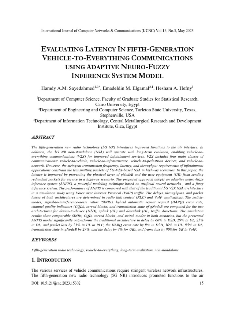 Evaluating Latency in Fifth-Generation Vehicle-To-Everything ... Evaluating Latency in Fifth-Generation Vehicle-To-Everything ...