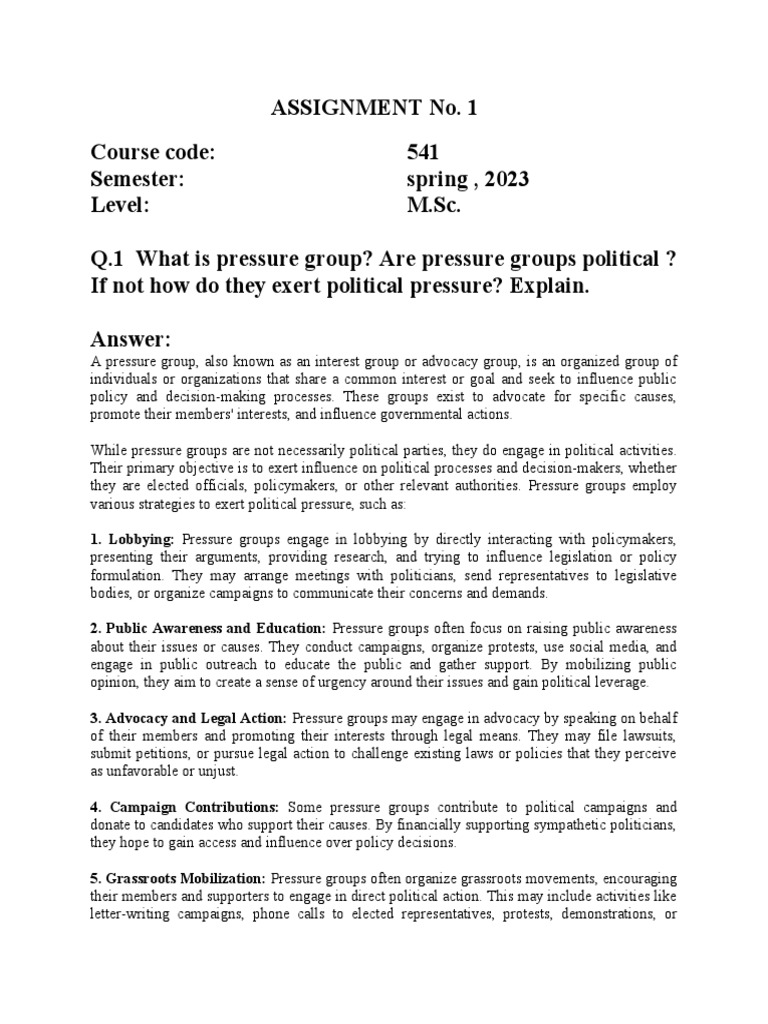 545 Solved Assignment 1 | PDF | Advocacy Group | Political Parties 545 Solved Assignment 1 | PDF | Advocacy Group | Political Parties