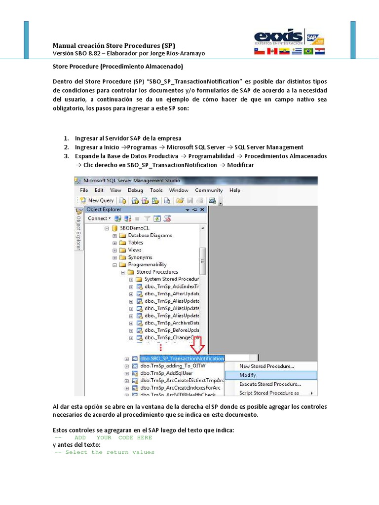 Manual Creación Store Procedures SAP | Descargar gratis PDF | Servidor SQL de Microsoft | SQL