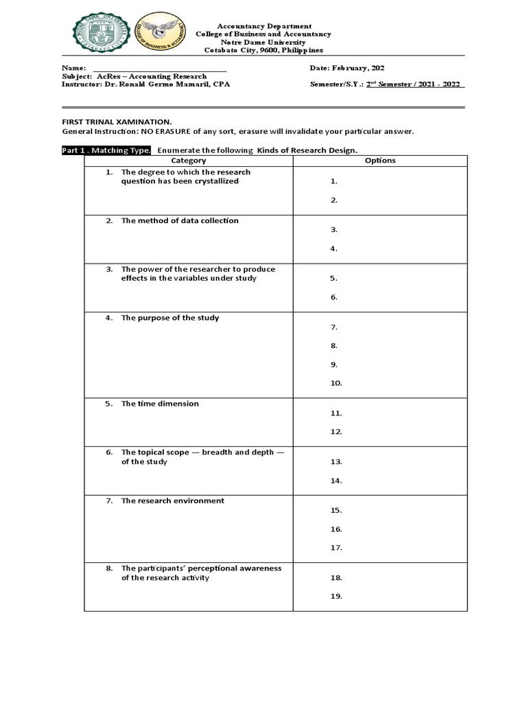 1st Trinal Exam | PDF | Concept | Scientific Method