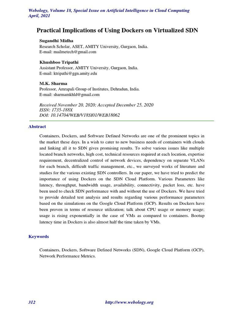 Practical Implications of Using Docker On Virtualized SDN | PDF | Virtual Machine | Virtualization
