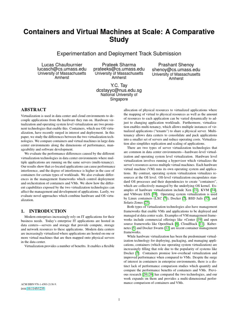 Containers and Virtual Machines at Scale: A Comparative Study | Download Free PDF | Virtual ...