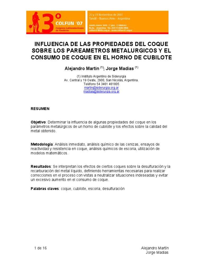 Propiedades del Coque y su Impacto Metalúrgico | PDF | Petróleo | Química