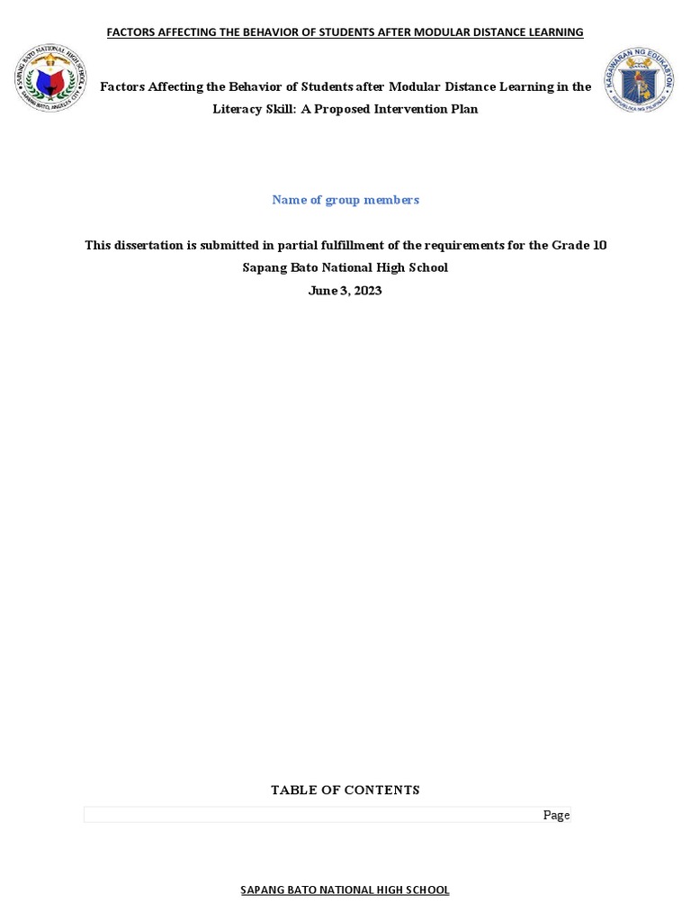 Student Behavior Post Modular Learning | PDF | Learning | Literacy