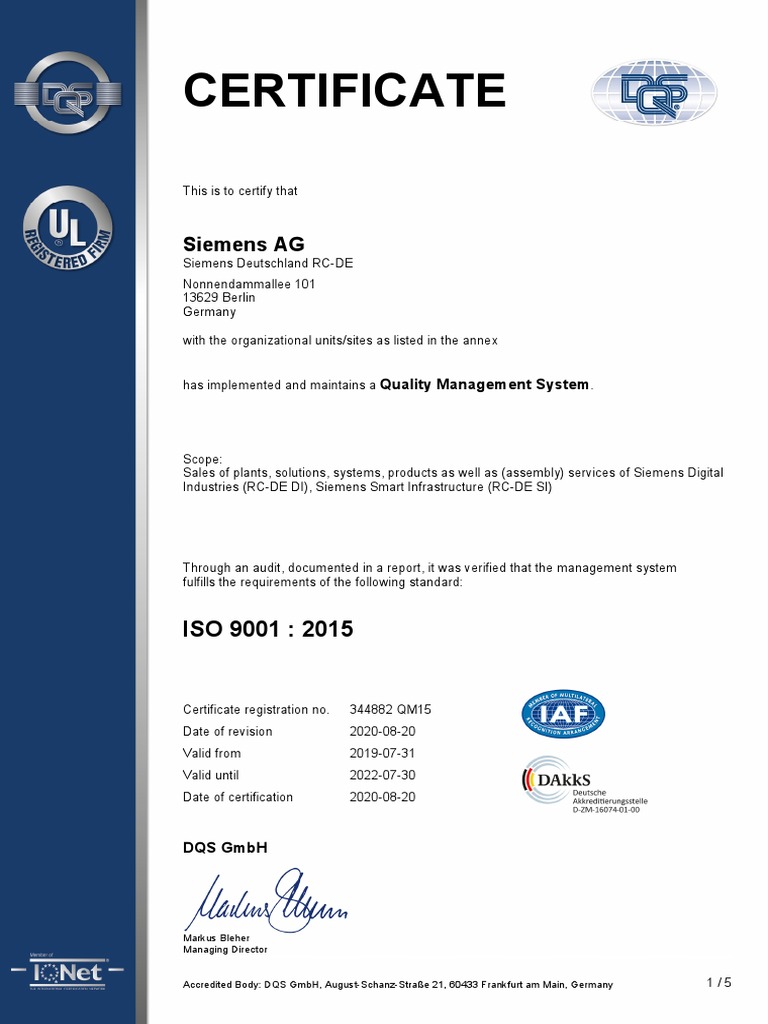Iso 9001 Siemens | Download Free PDF | Iso 9000 | Siemens