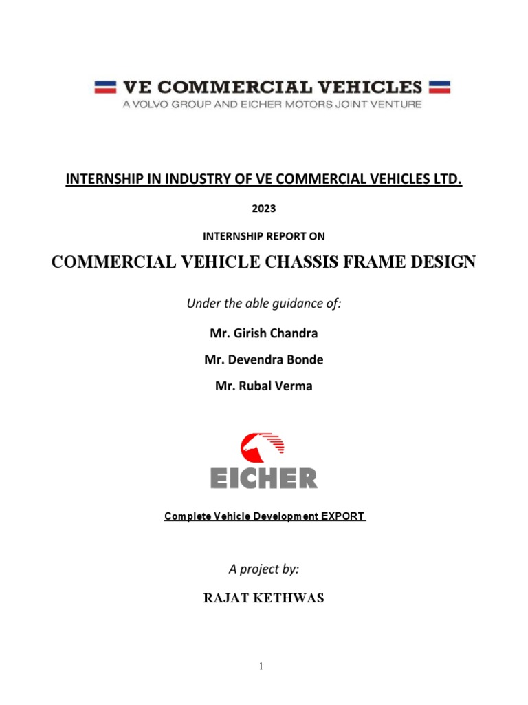 Project Report On Commercial Vehicle Chassis Frame Design | PDF ...
