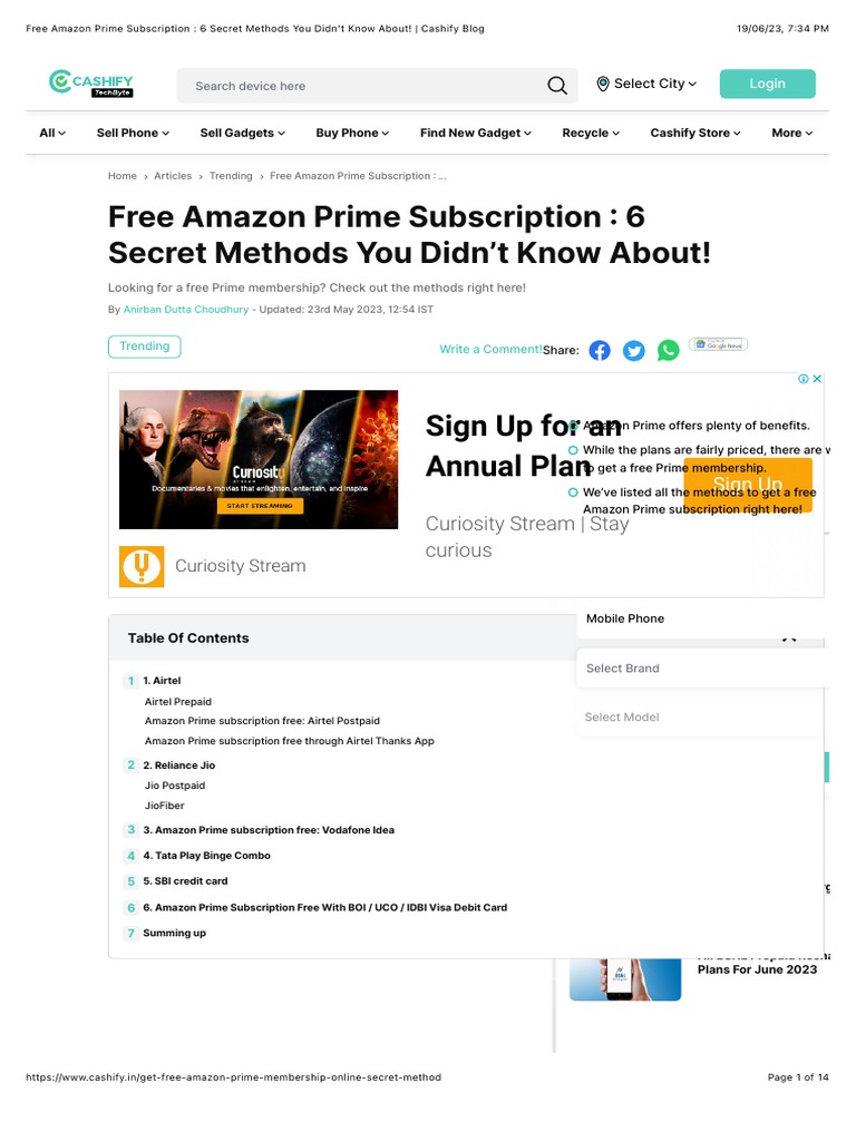 Free Amazon Prime Subscription: 6 Secret Methods You Didn't Know About! - Cashify Blog | PDF