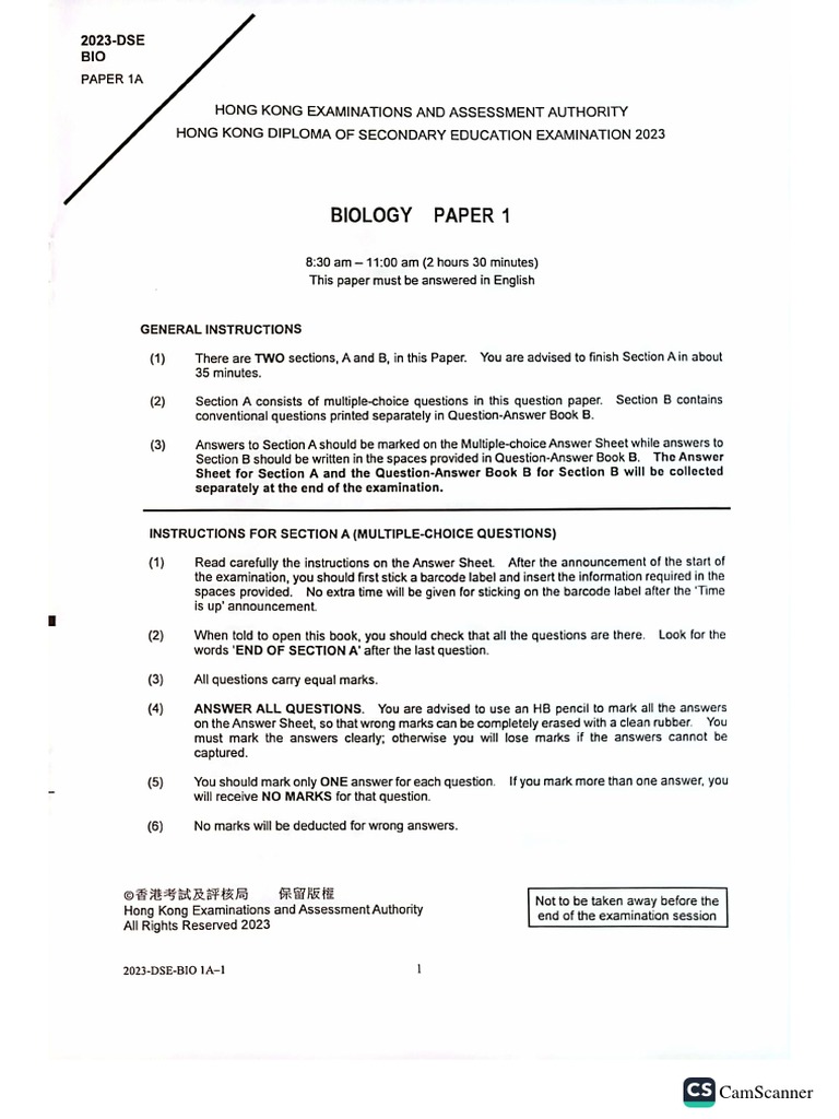 2023 Dse Bio p1b | PDF