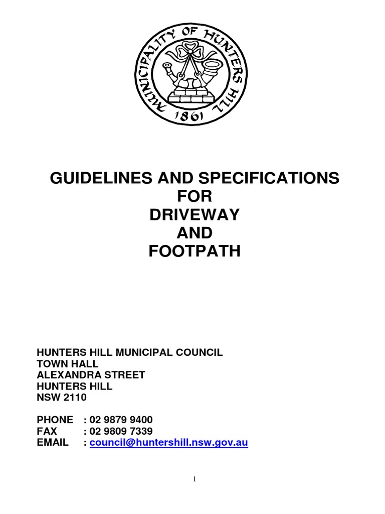 Driveway and Footpath Specification | PDF | Concrete | Road