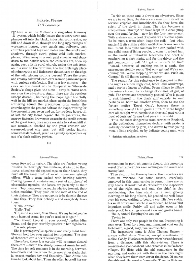 Tickets, Please (D.H. Lawrence) | PDF