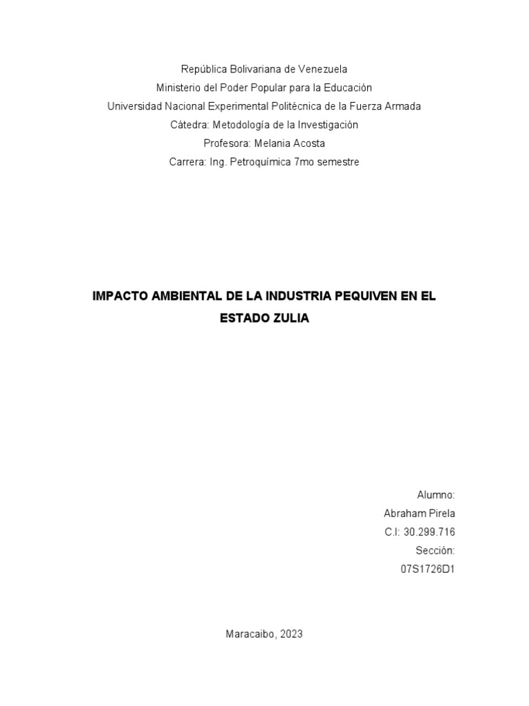 Impacto Ambiental de PEQUIVEN en Zulia | PDF | La contaminación del ...