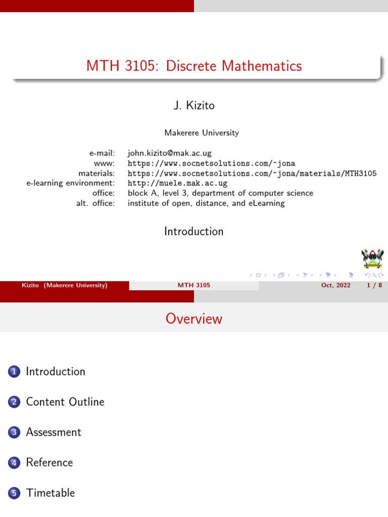 00 Overview | PDF | Discrete Mathematics | Mathematics
