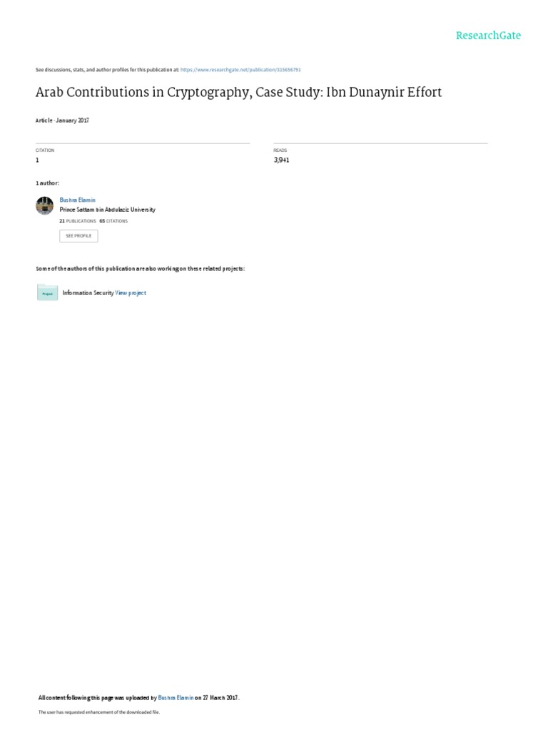 Arab Contributionsin Cryptography | PDF