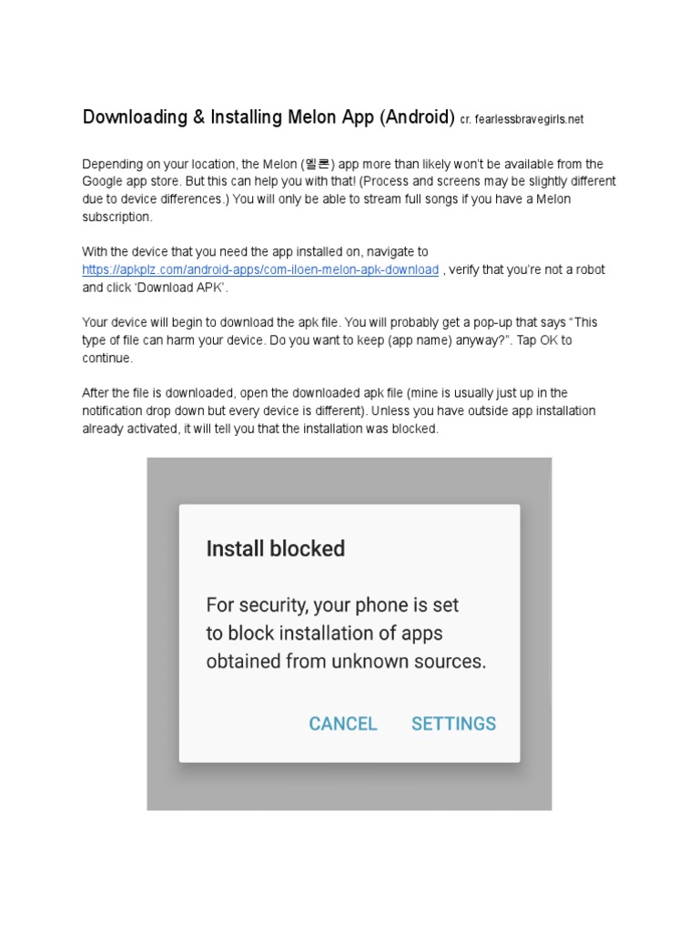 Installing MelOn App (Android) | PDF | Mobile App | Android (Operating System)