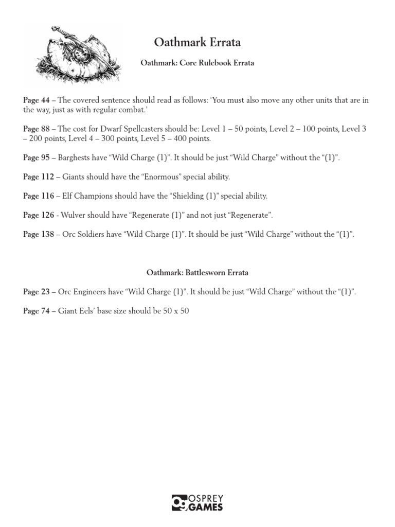 Oathmark Errata Faq | PDF