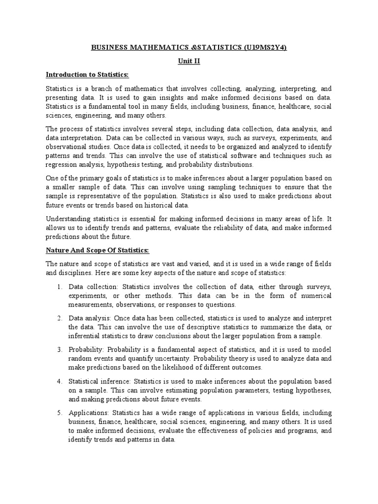 Introduction To Statistics | PDF | Statistics | Data Analysis