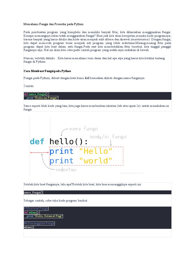 Memahami Fungsi dan Prosedur pada Python (3) | PDF