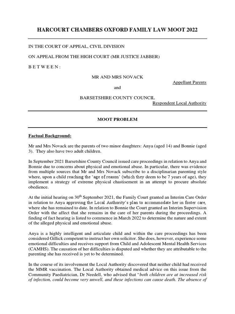 Harcourt Chambers Moot Problem 2022 | PDF | Appeal | Mootness