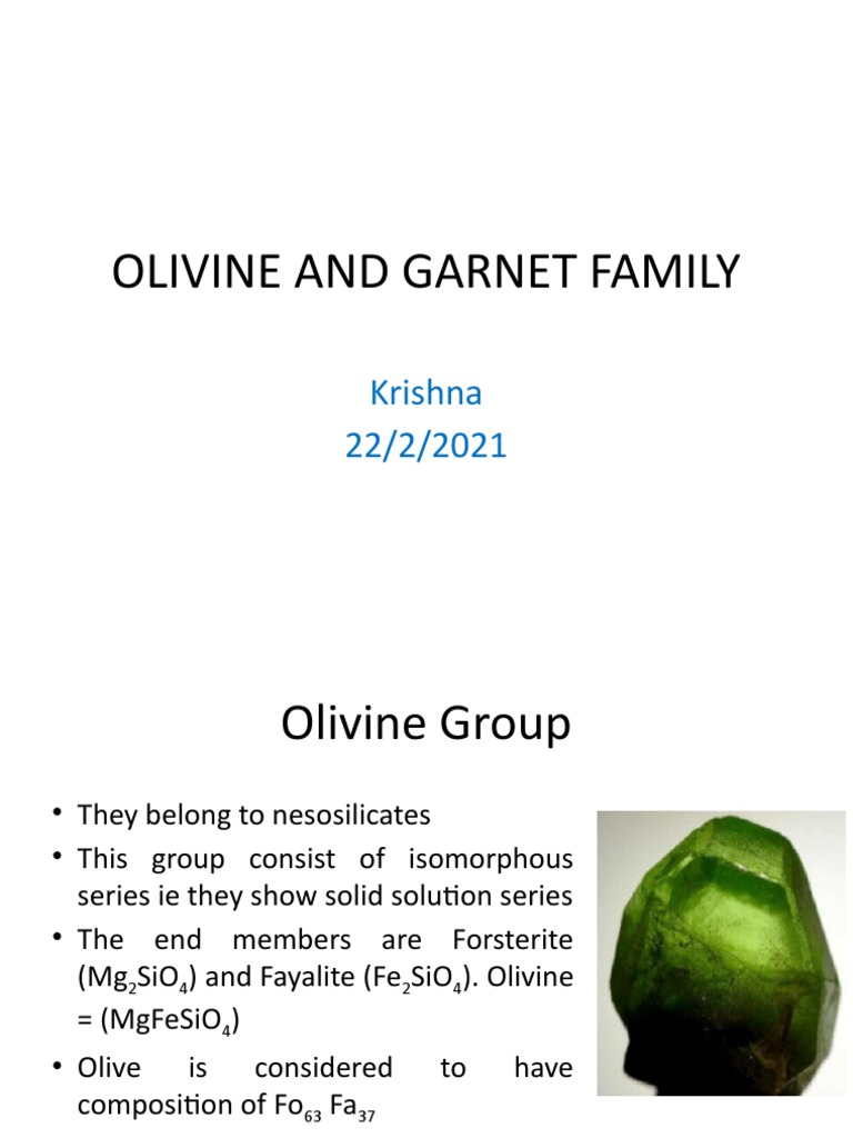 Olivine and Garnet Family | PDF | Petrology | Geology