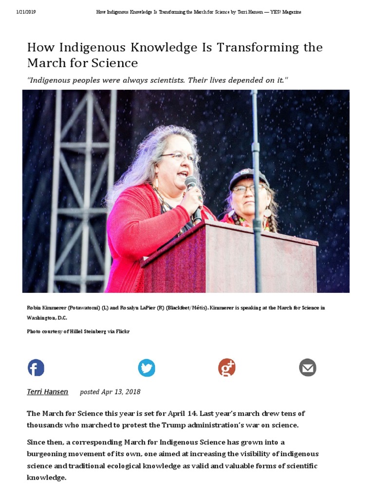 How Indigenous Knowledge Is Transforming The March For Science by Terri ...