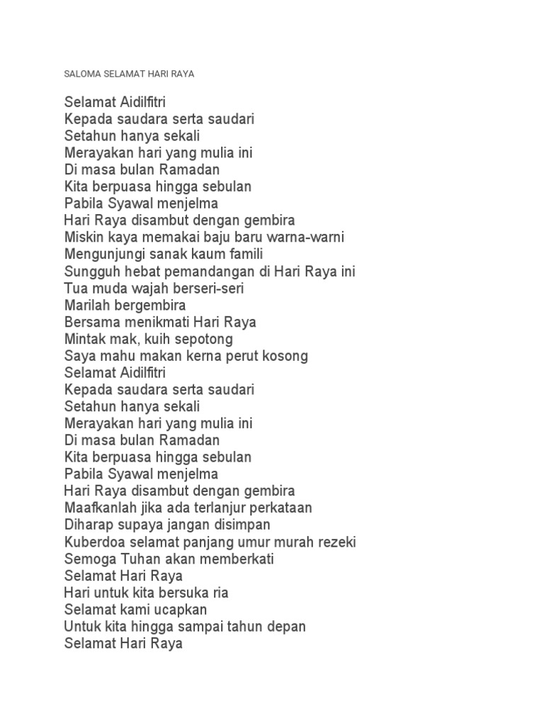 Saloma Selamat Hari Raya | PDF