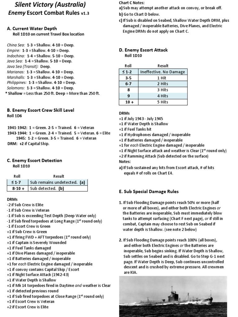 SV Aus Escort Combat Rules v1.2 | PDF | Convoy | Torpedo