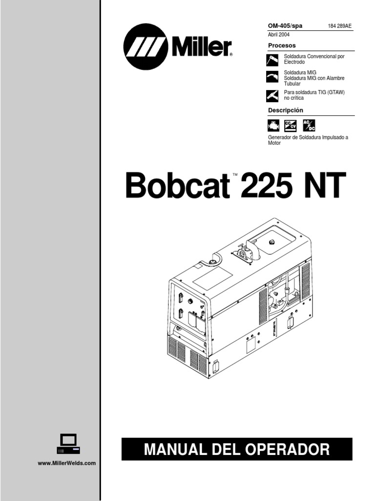 Bobcat 225 NT OM 405 Spa | PDF | Soldadura | Construcción